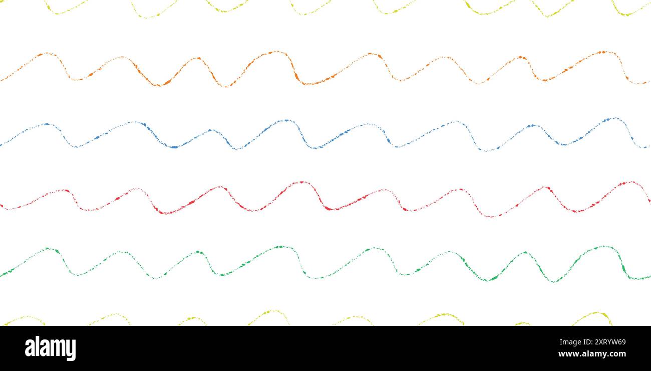 Colorful charcoal, pencil scrawl lines, waves. Thin childish hand drawn ...