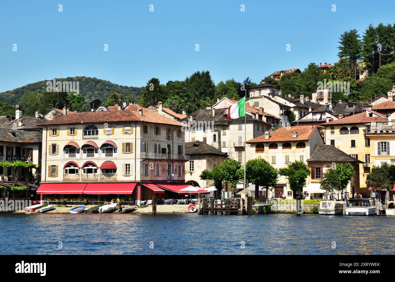 View of the lakeside town of Orta San Giulio on Lake Orta, Italy Stock ...