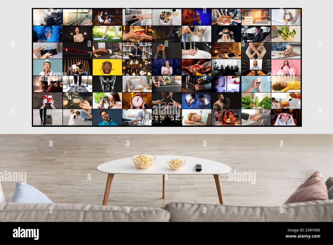 Collage of Diverse Images Displayed on a Television Screen Stock Photo ...