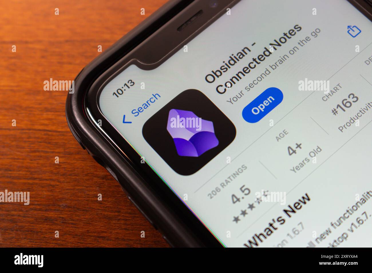 Obsidian app seen in an iPhone. Obsidian is a customizable note-taking tool that uses Markdown ...