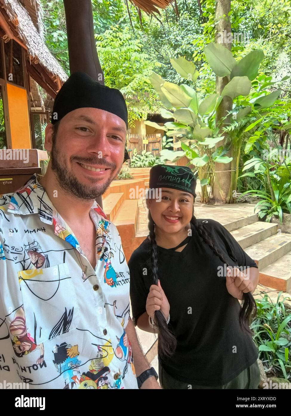 thai women and foreigner at Flying Hanuman prepare for zipline Stock ...