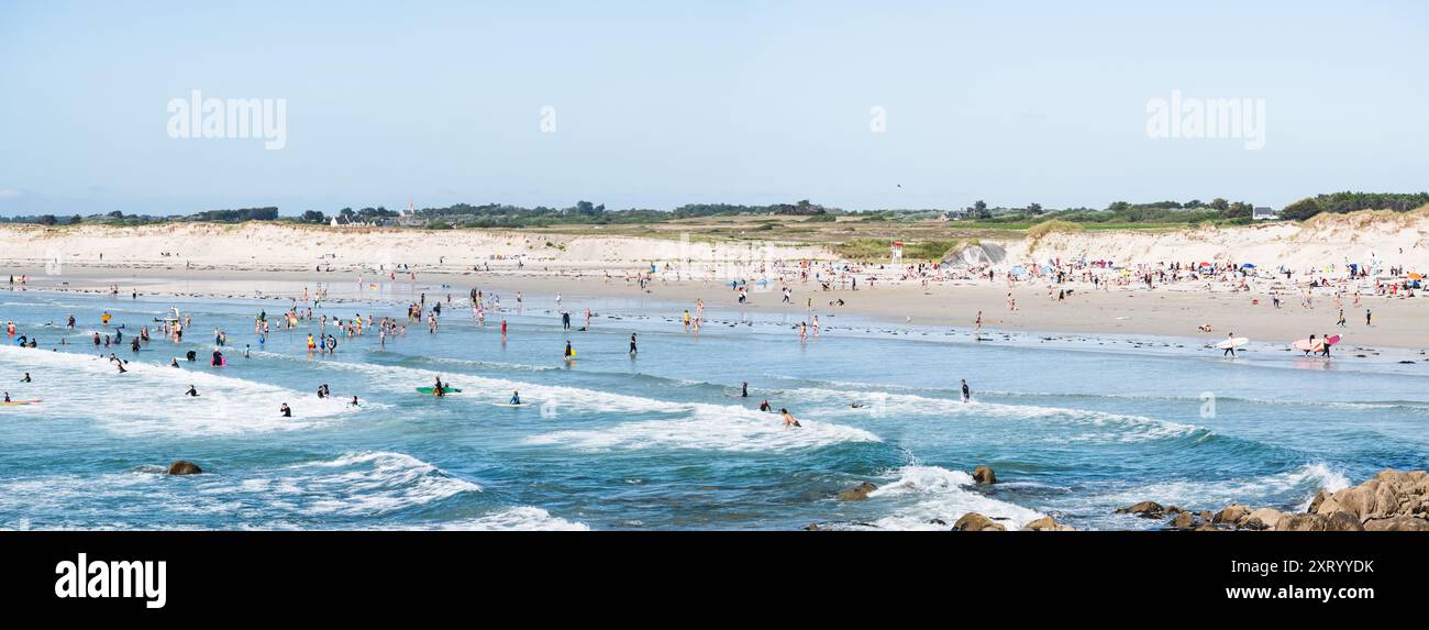La Torche beach, France; August 9th 2024: La Torche beach panorama ...