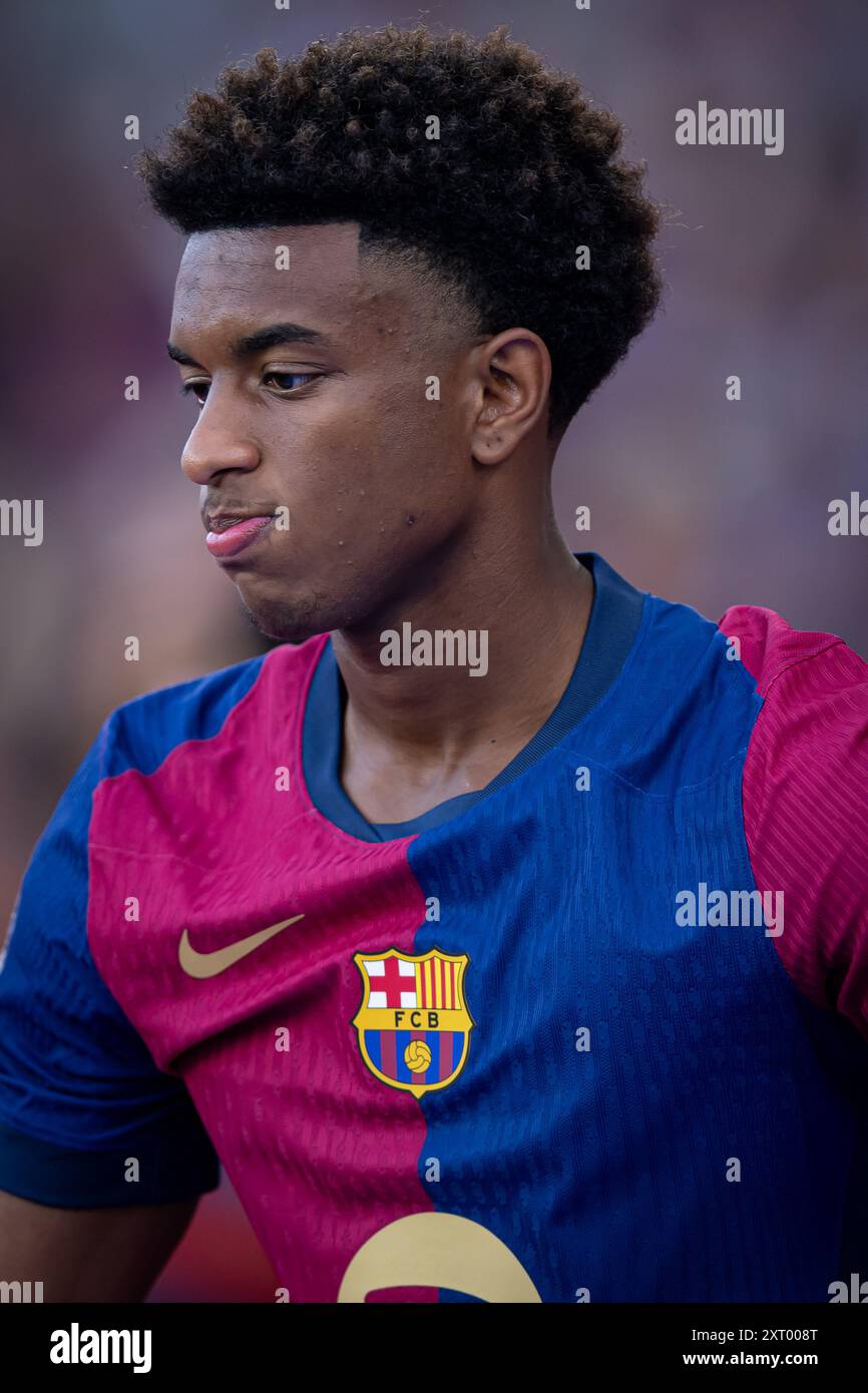 Alejandro Balde (FC Barcelona) gestures during a Joan Gamper Trophy at ...
