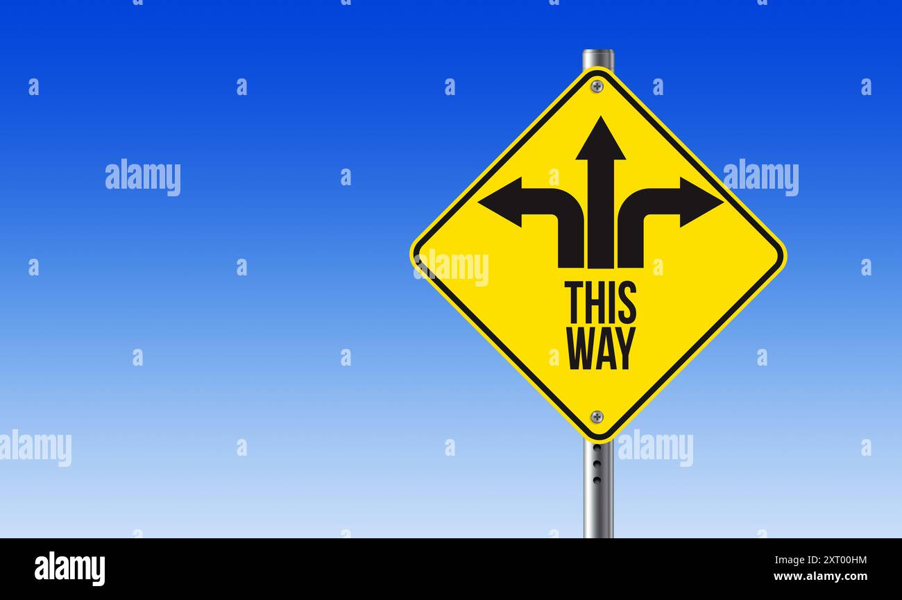 This way road sign. Background on orientation and motivation Stock ...
