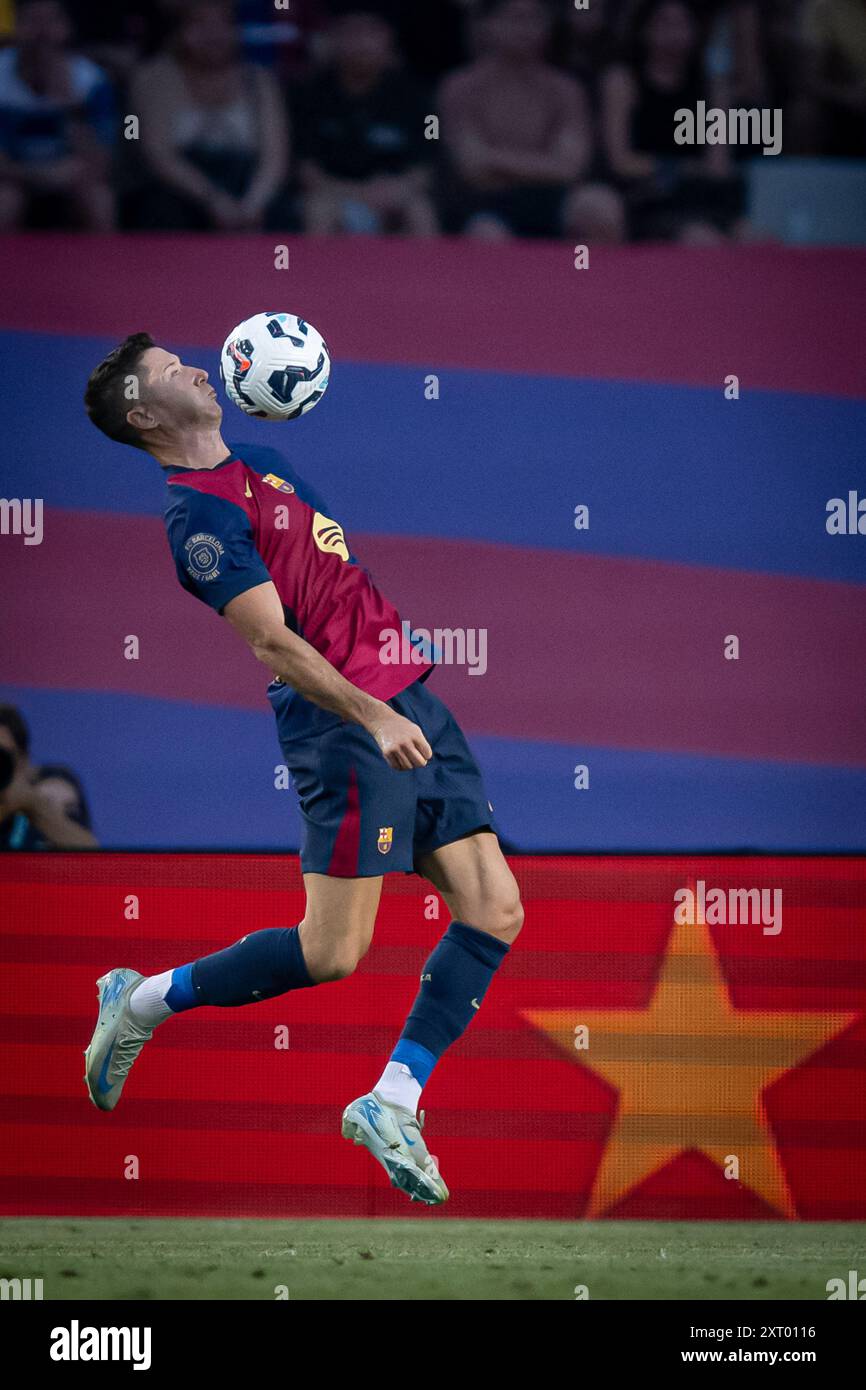 Robert Lewandowski (FC Barcelona) controls the ball during a Joan ...