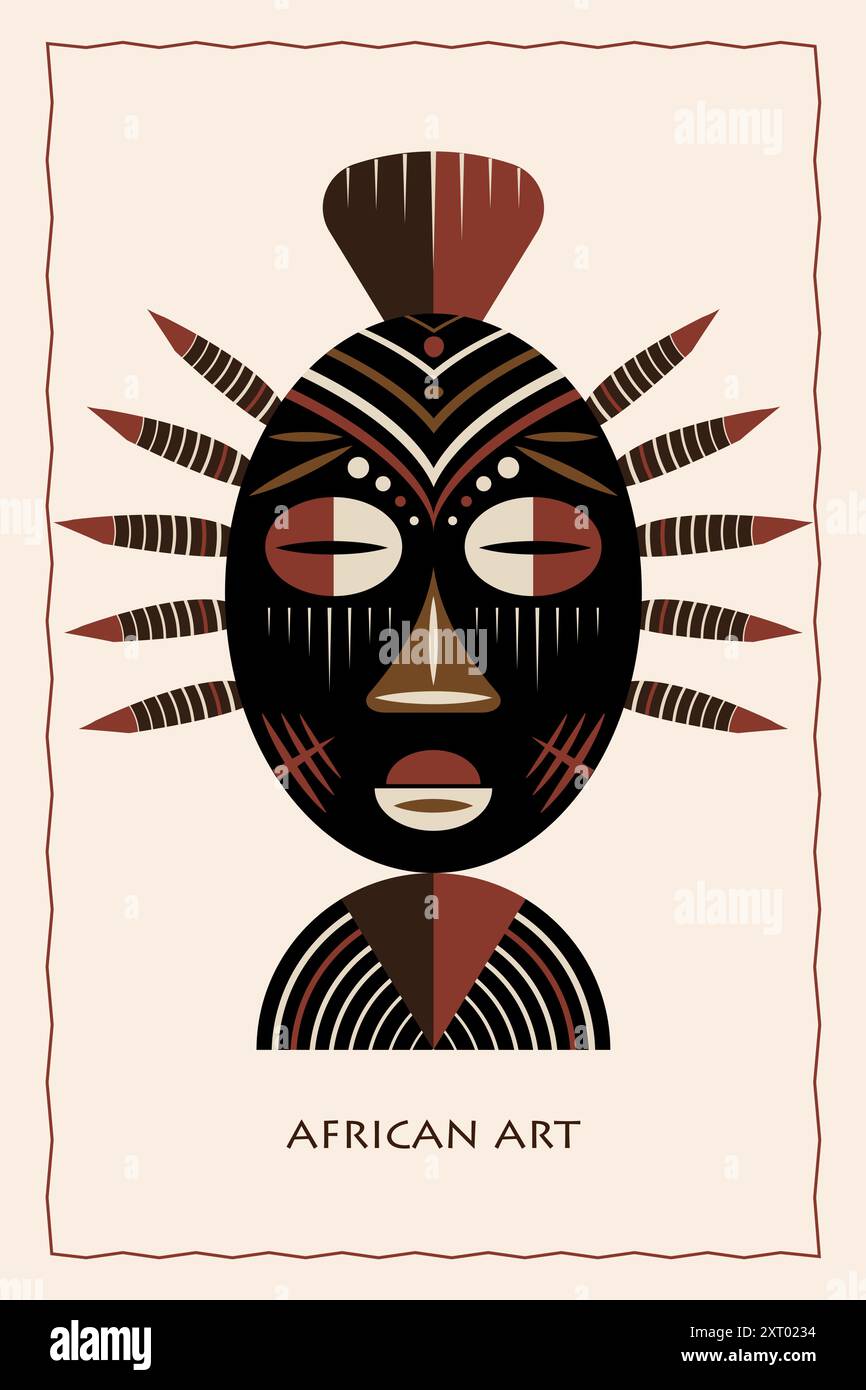 African mask ethnic tribal ritual flat vector illustration Primitive ...
