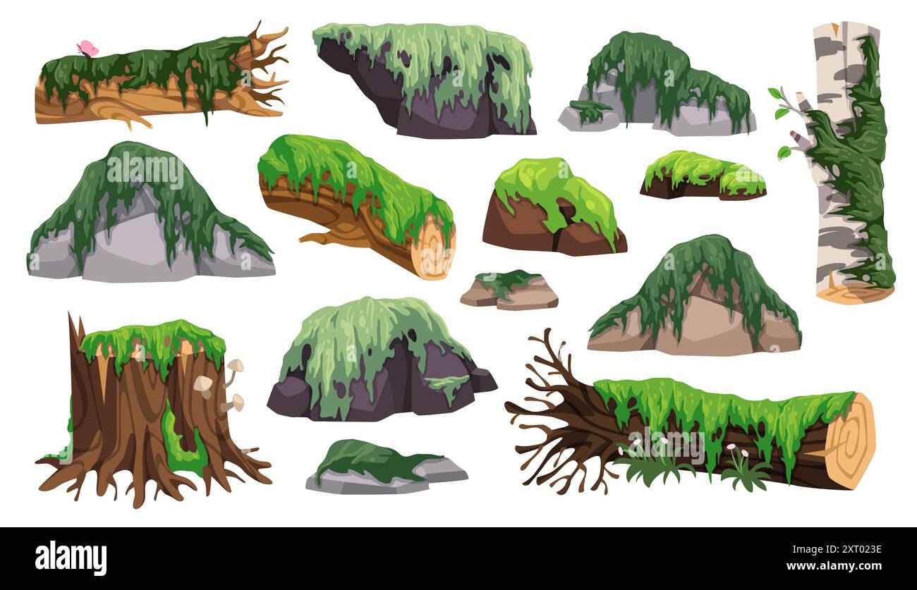 Moss overgrown tree Stock Vector Images - Alamy