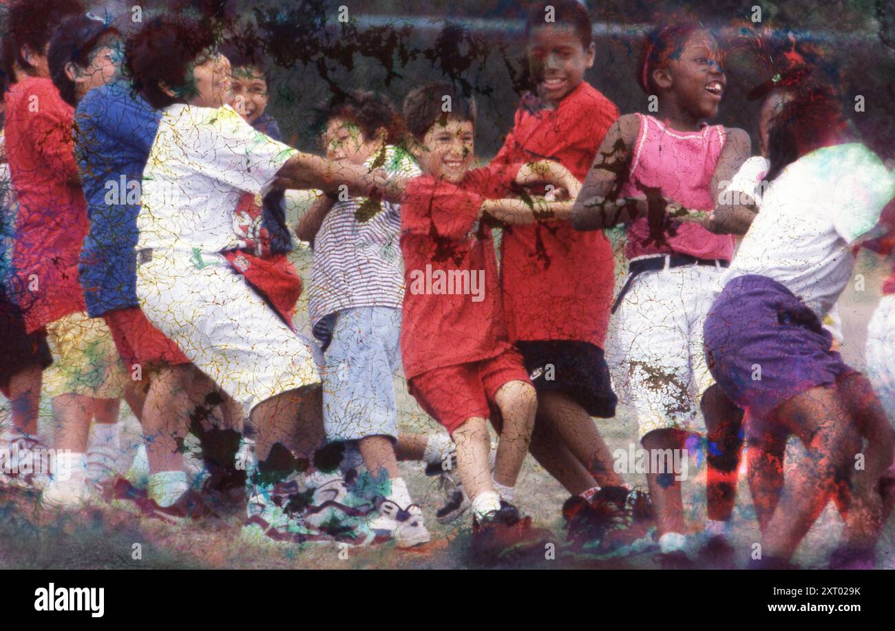 4th and 5th grade tug-of-war during elementary school field day games ...