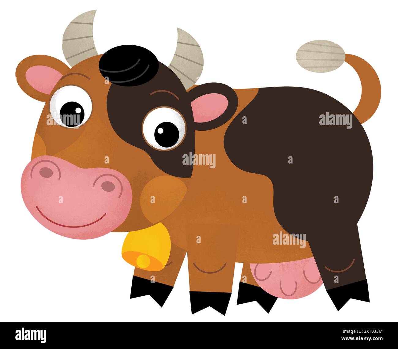 Cartoon happy scene with cow bull is looking and smiling illustration ...