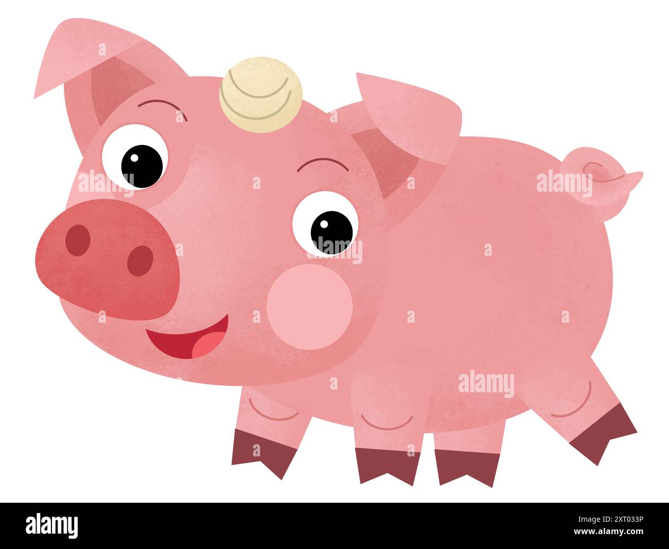 Cartoon happy scene with pig hog piggy is looking and smiling ...