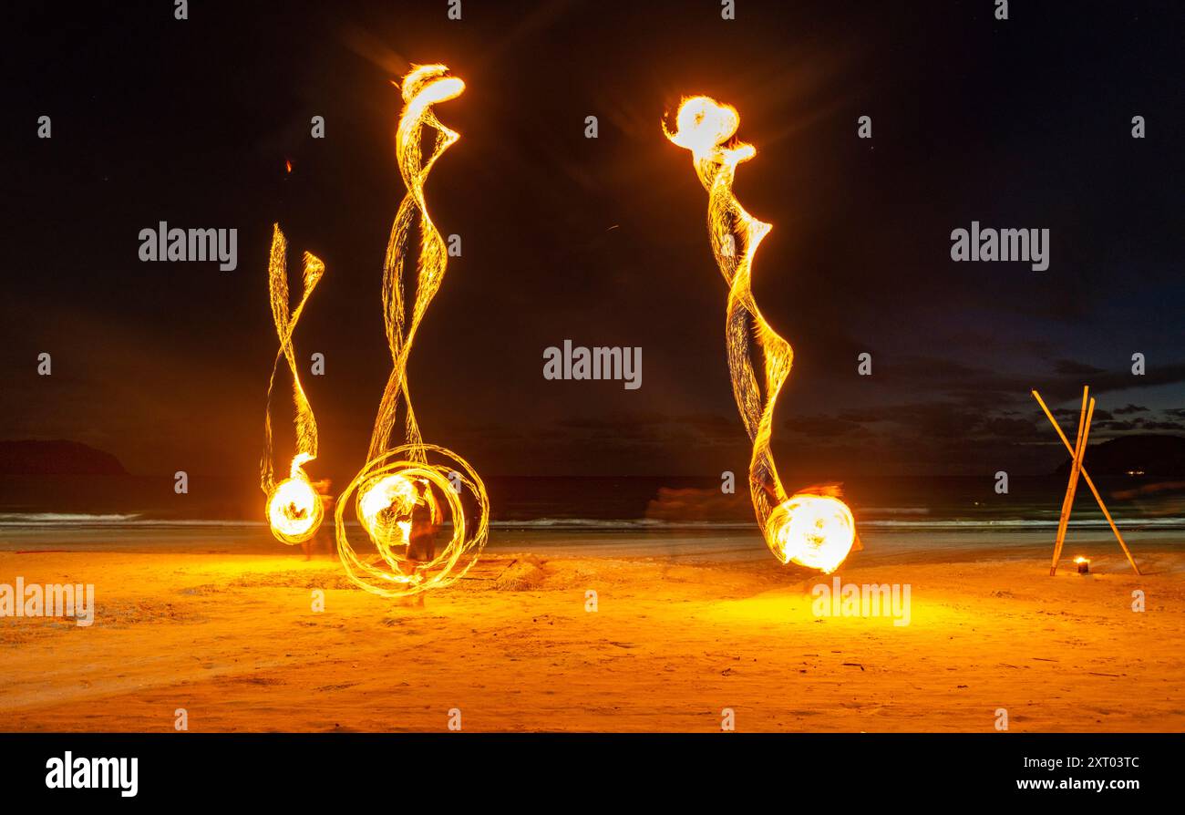 Fire artists perform spectacular and thrilling manoeuvres,fire ...