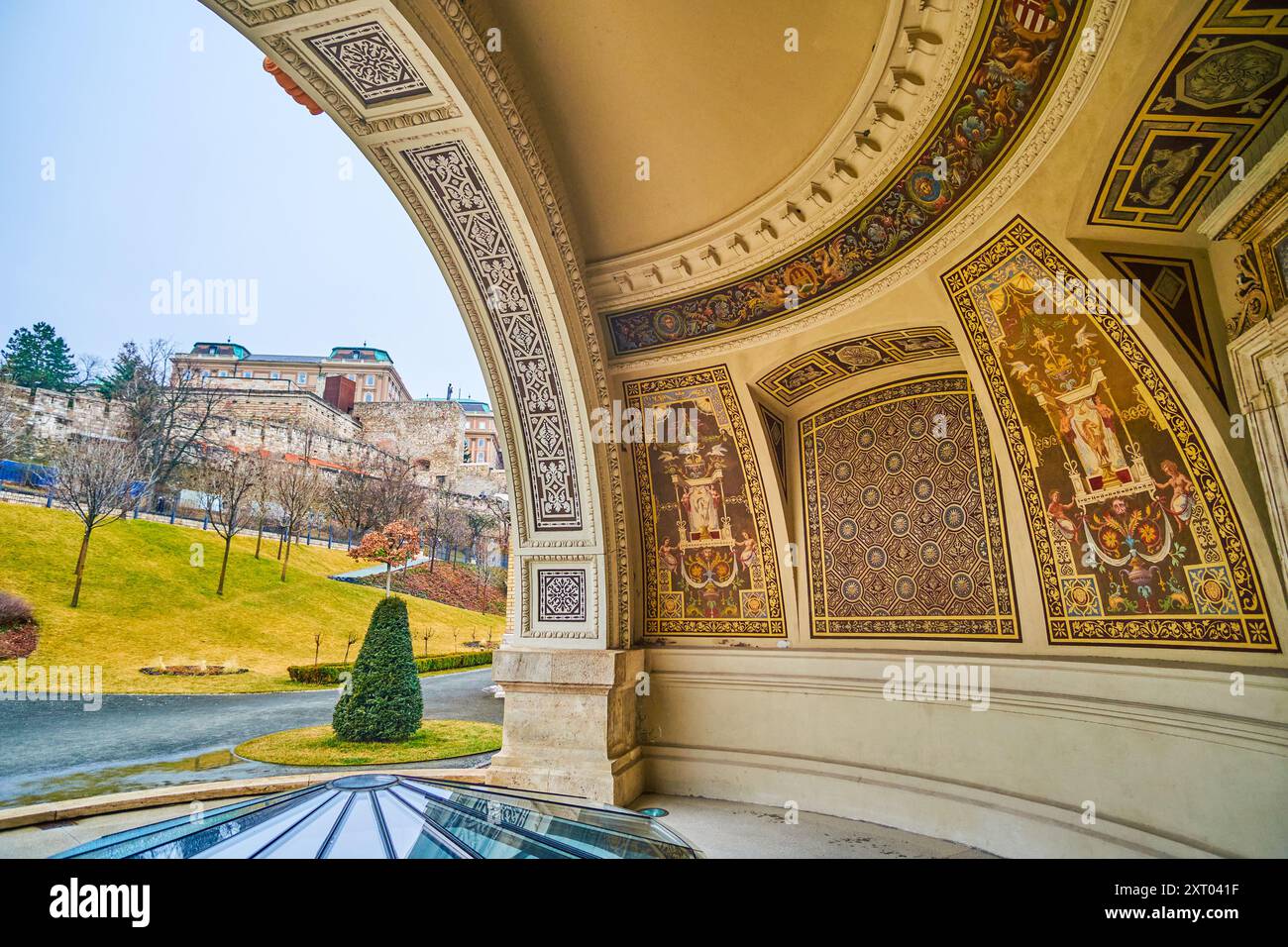 Richly decorated frescoed pavilion in Castle Garden Bazaar, Budapest ...