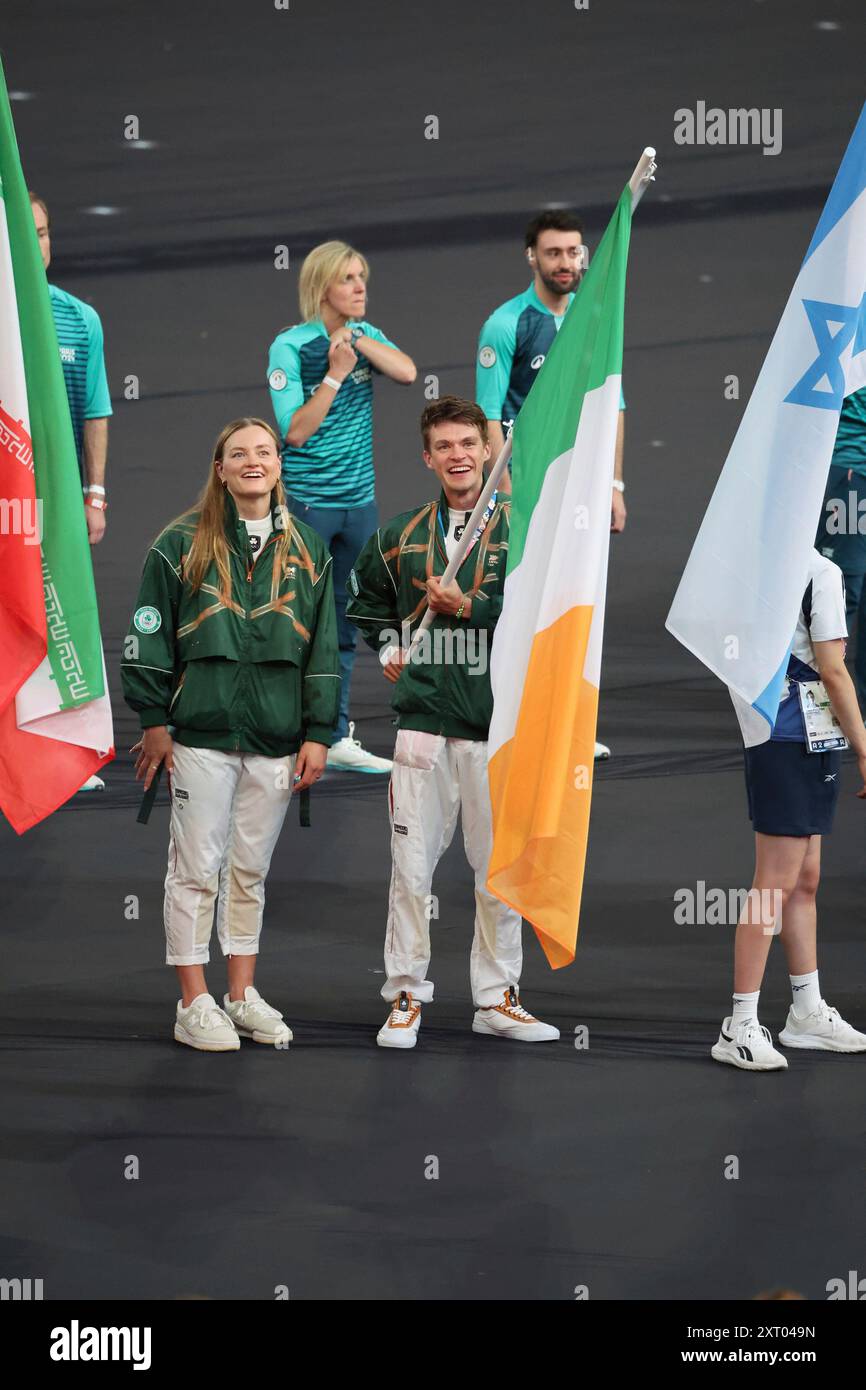 August 11, 2024, Paris, Ile de France, France: Ireland flagbearers ...