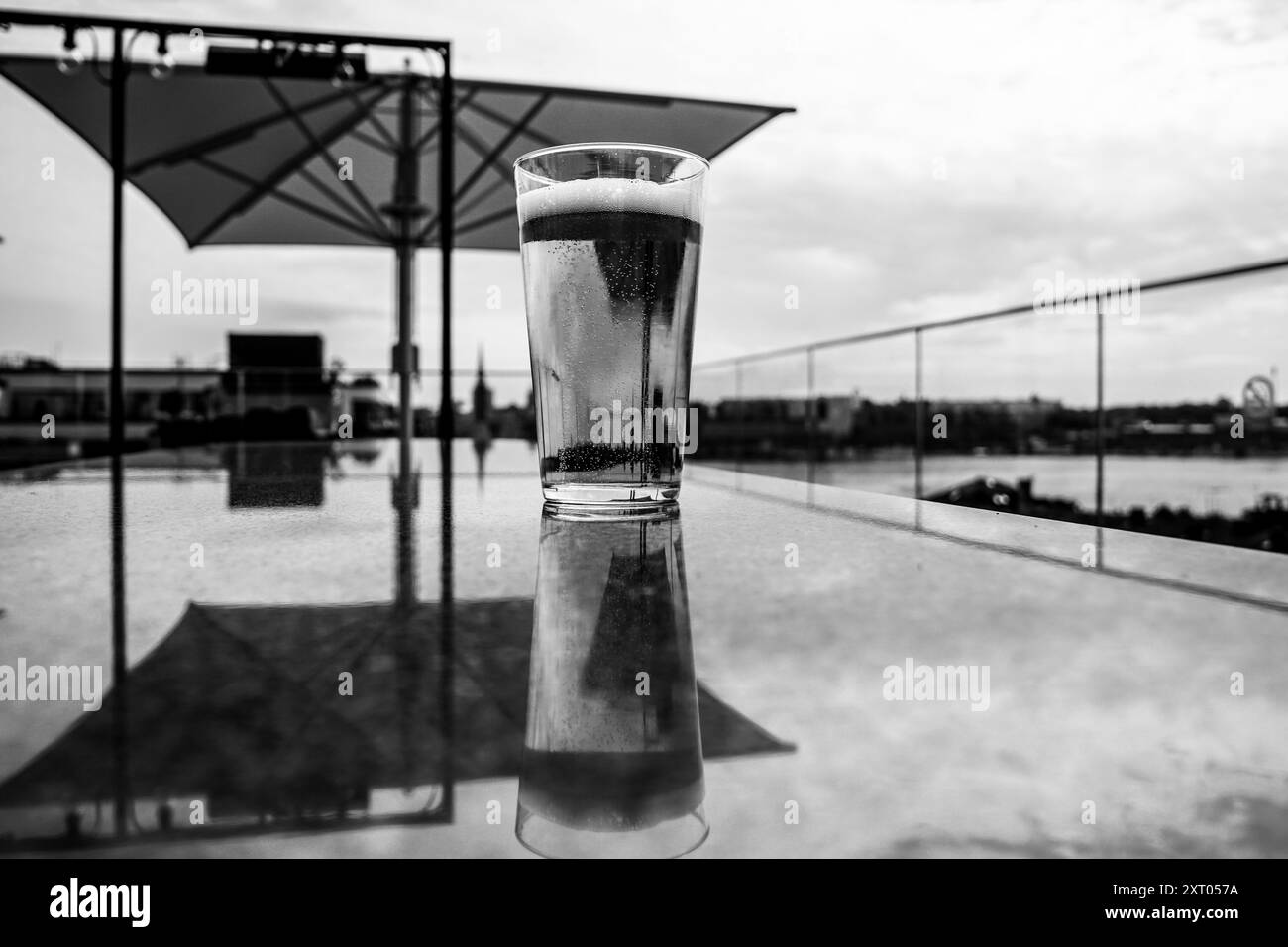 Full glass cold lager Black and White Stock Photos & Images - Alamy