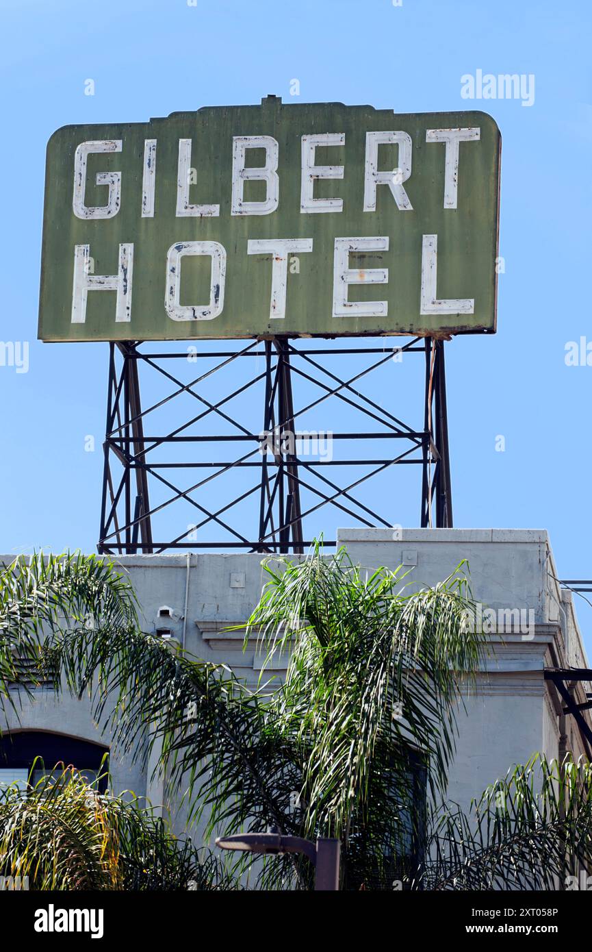Hotel, Gilbert, sign, Hollywood, California, Los Angeles, USA Stock ...