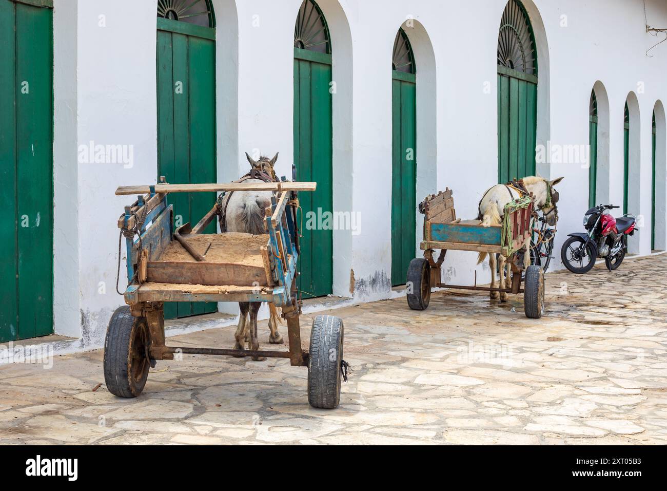Partial view of parked cart for warehouse transport Stock Photo - Alamy