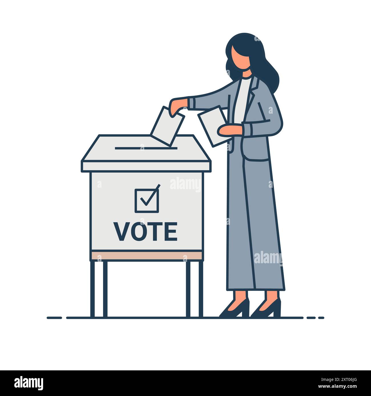 Woman voter box election campaign character. Women vote politics ...