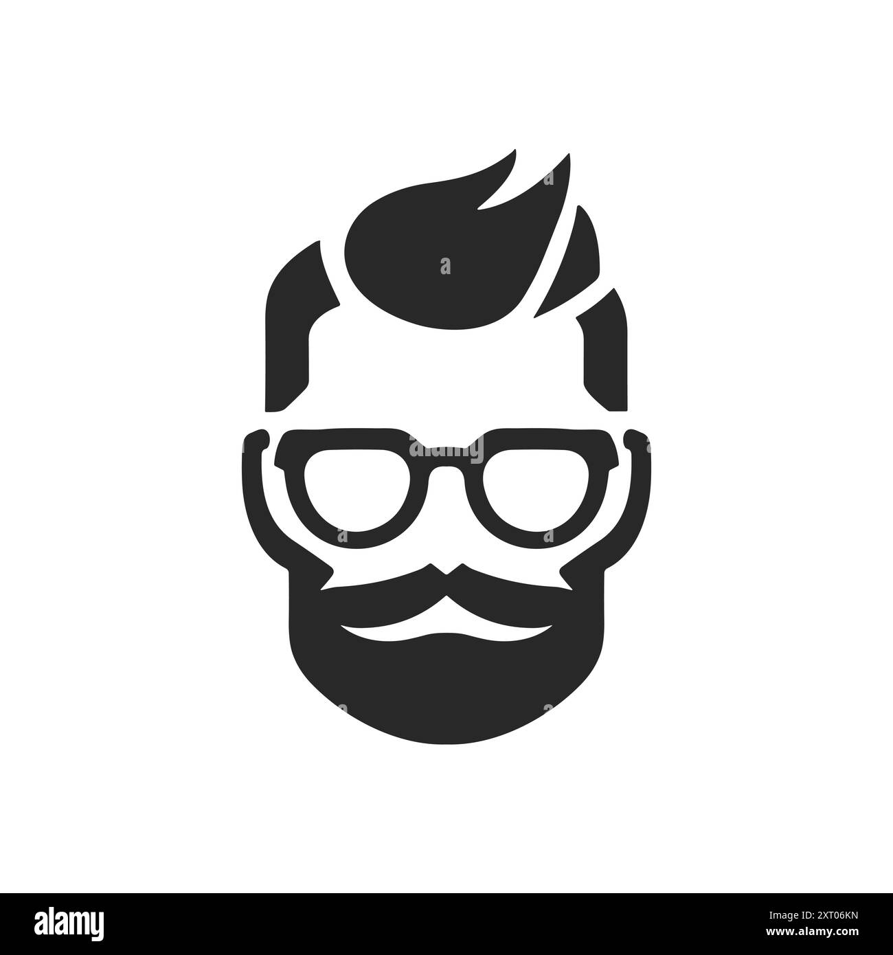Hipster beard man vector face head icon. Barbershop hipster mustache ...