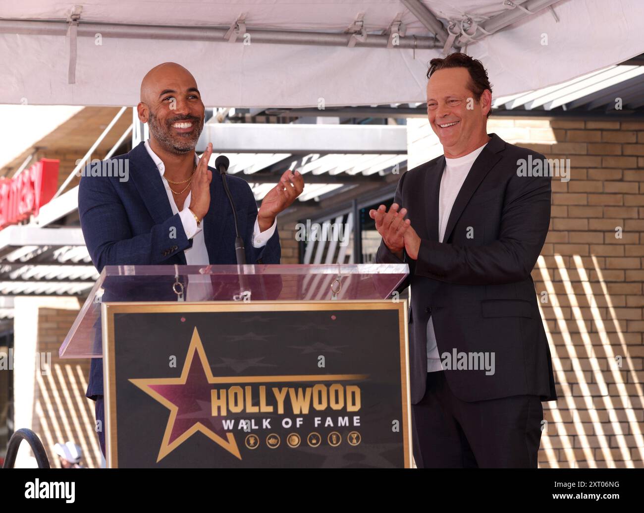 Los Angeles, United States. 12th Aug, 2024. Melvin Robert speaks during ...