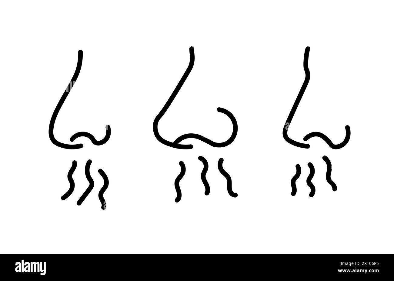 Breath smell nose line icon. Odour breath smell stroke web human sneeze ...