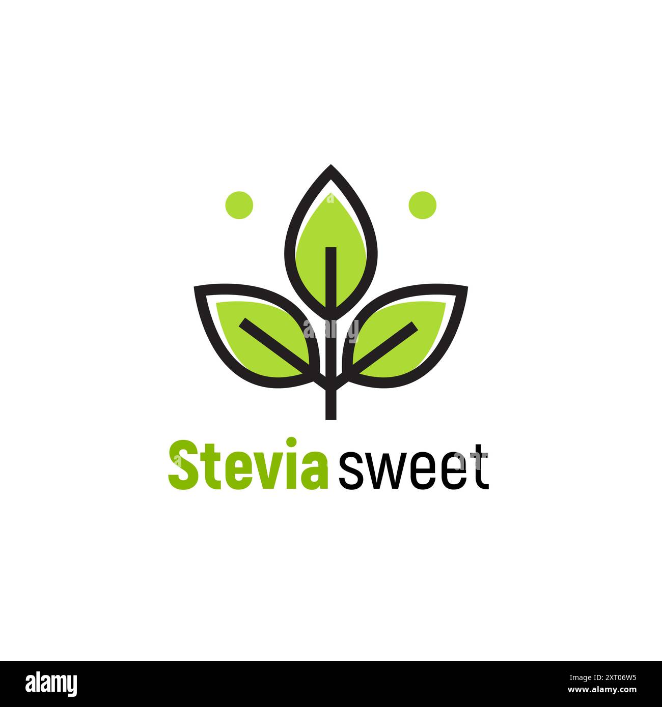 Stevia rebaudiana logo icon. Stevia leaf vector logo badge label plant ...