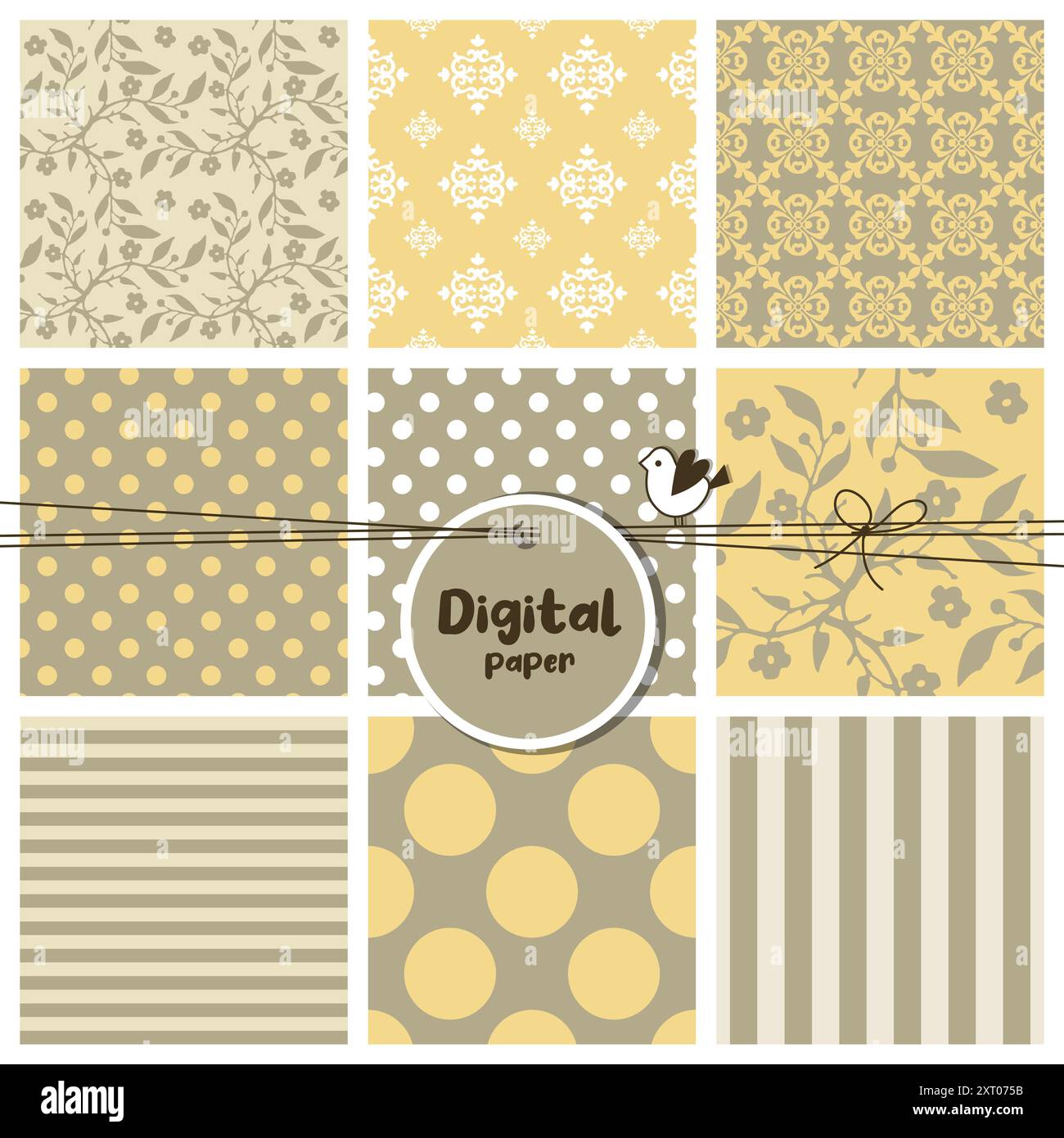 Natural colors Set of colorful decorative papers, seamless patterns ...