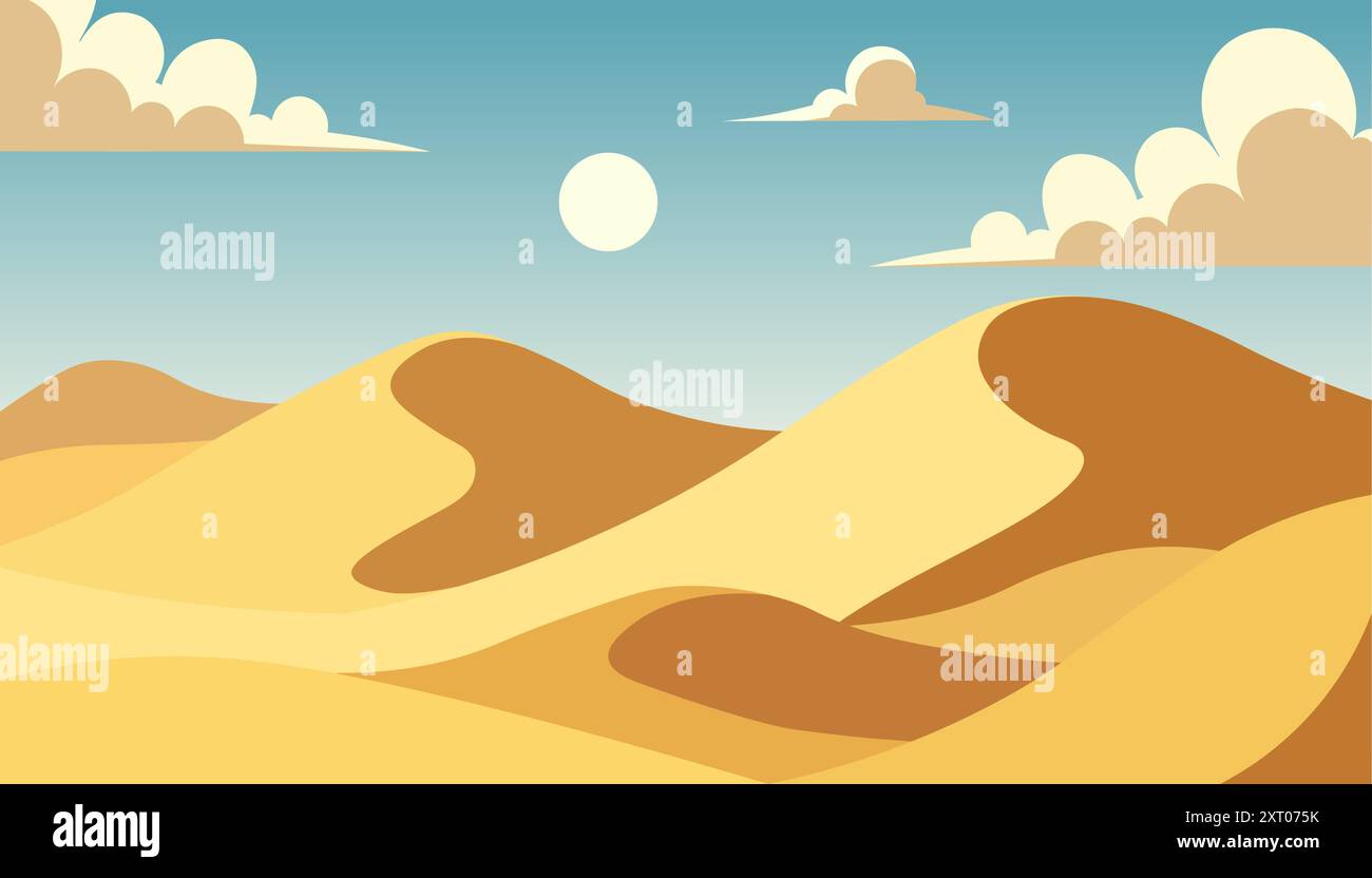 Desert dune landscape vector illustration. Desert dune mountain ...