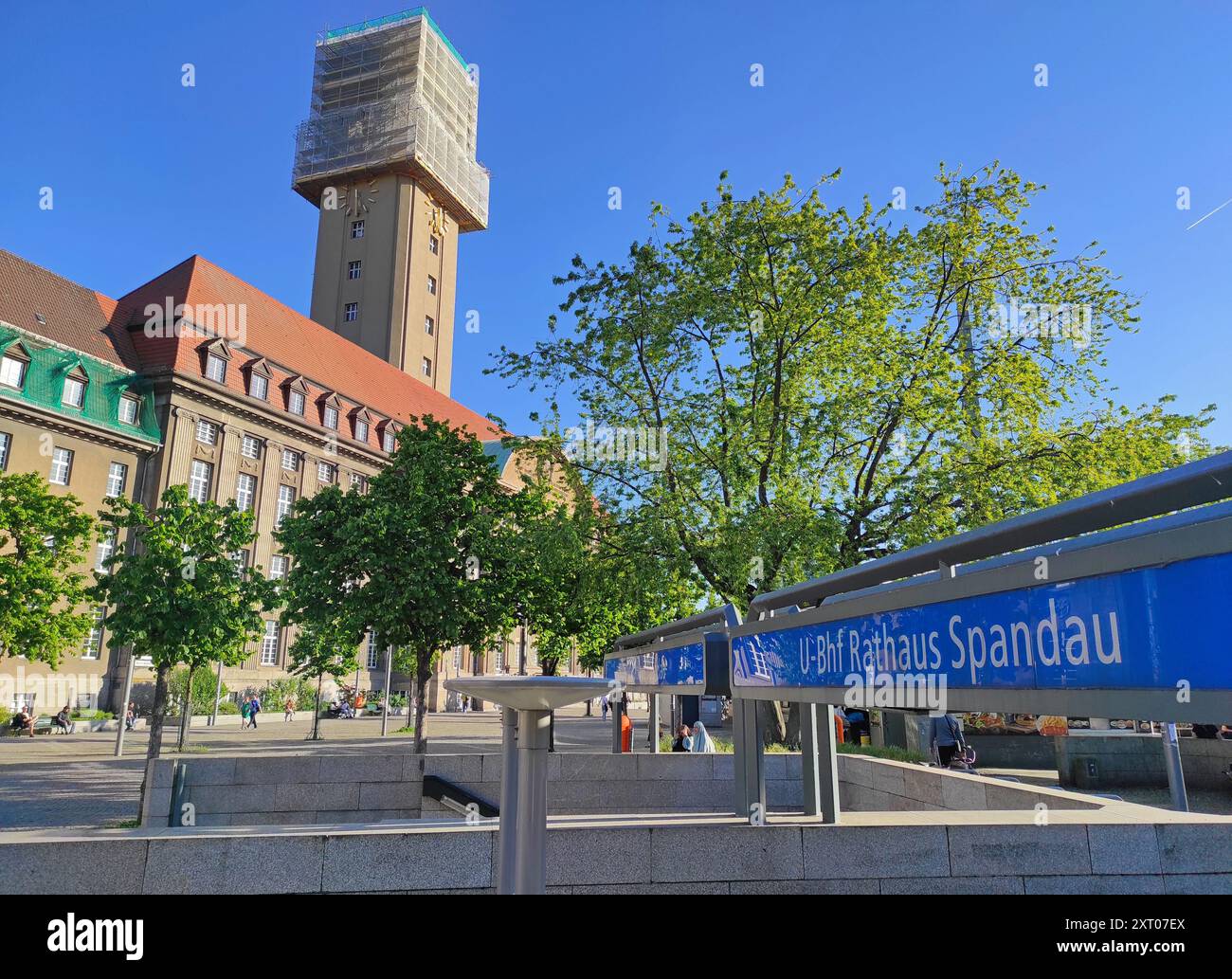 Berlin, Germany - May 12, 2024: Rathaus Spandau U-Bahn station entrance ...