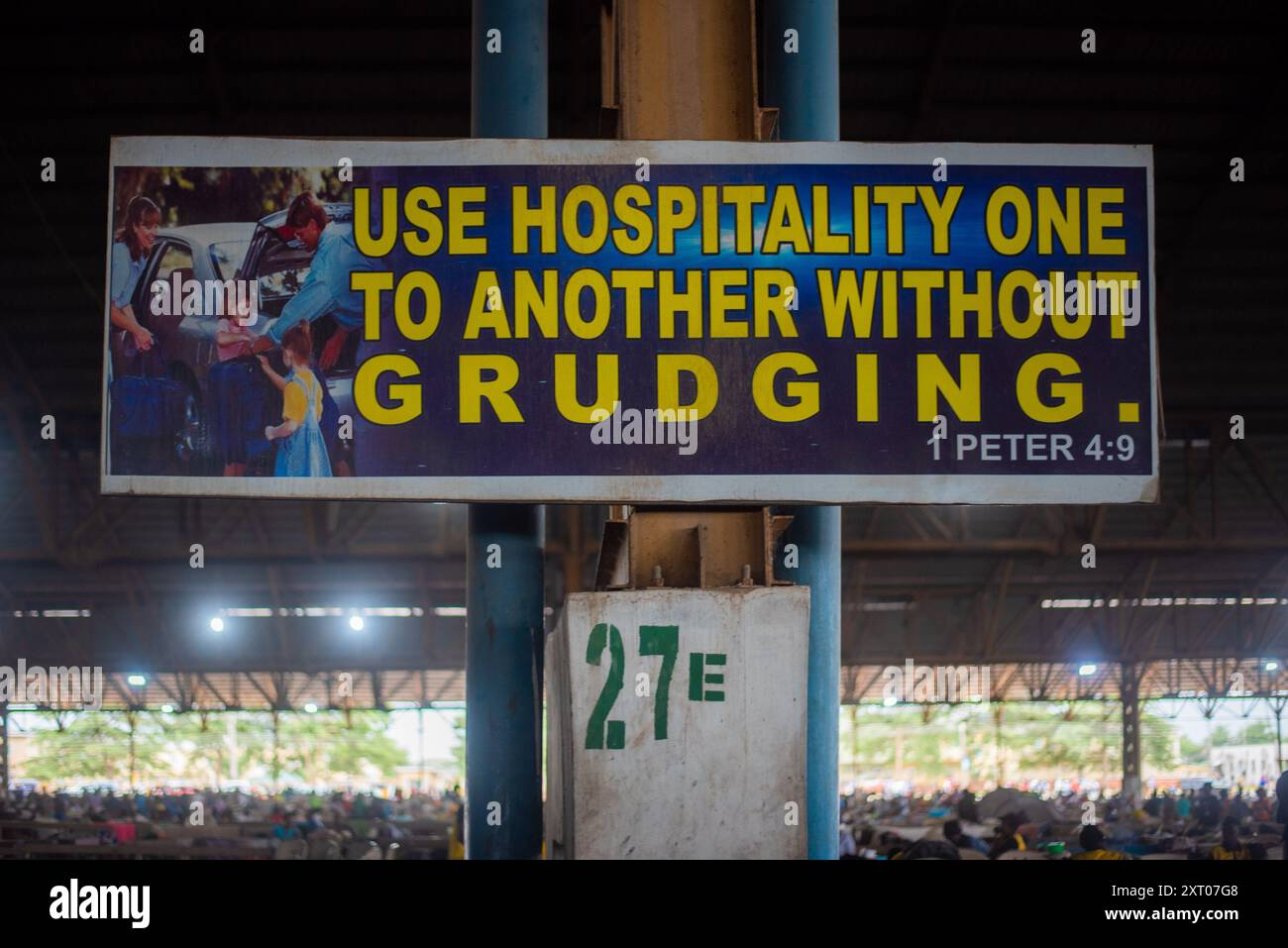 A bible verse display - 1 Peter 4 vs 9 during the annual convention of ...