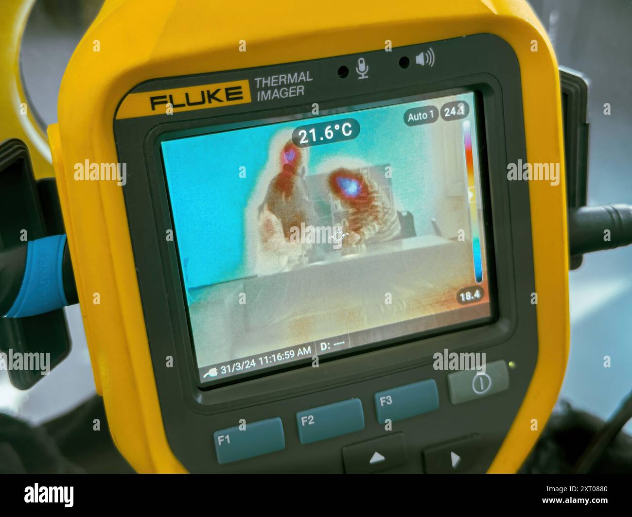 Frankfurt, Germany - Mar 31, 2024: A Fluke thermal camera displays ...