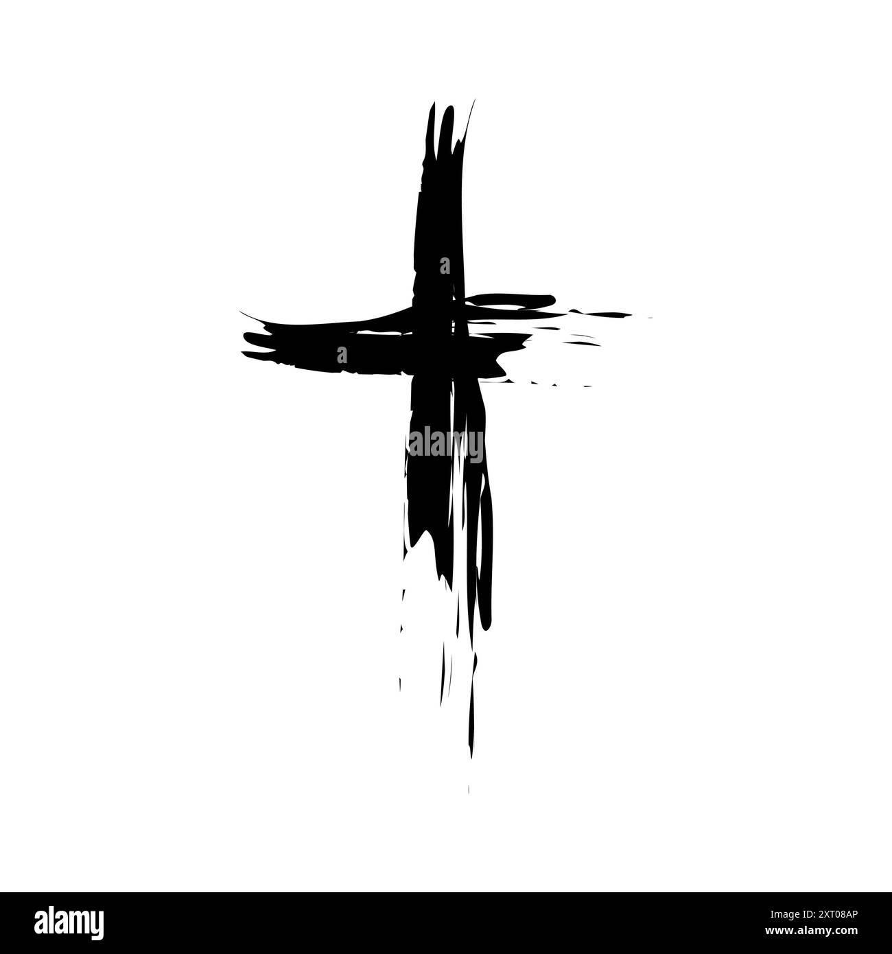 Abstract cross symbol. Brush stroke style. Black on white. Vector ...