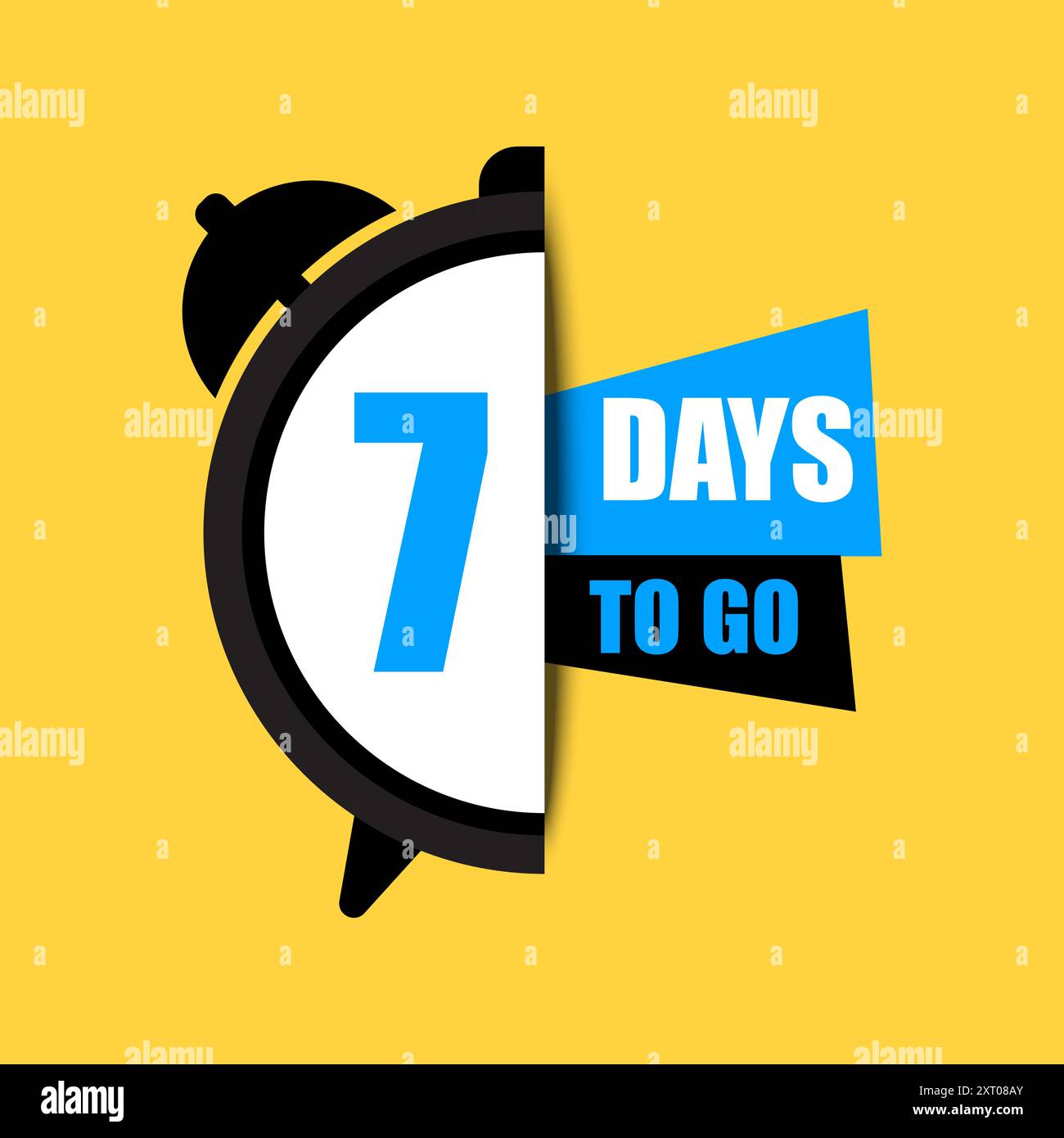 Countdown timer illustration. Number seven focus. Bold 7 days to go ...