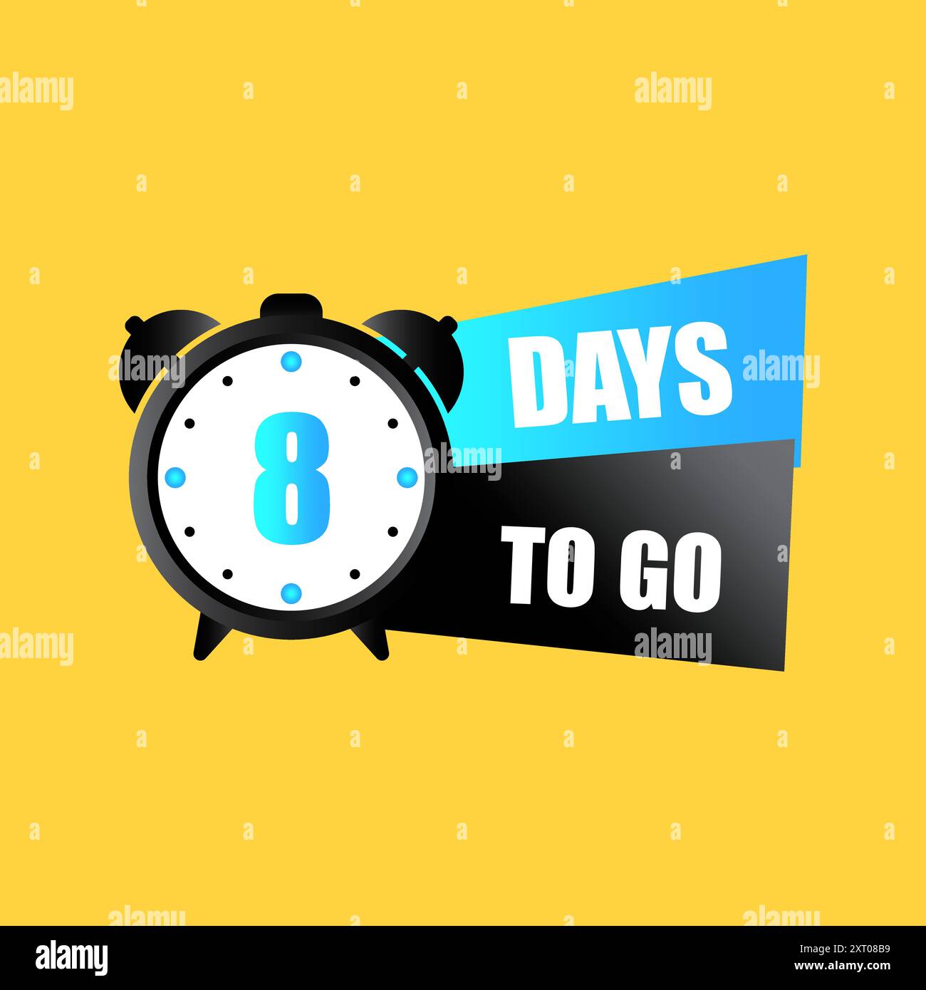 8 days to go. Countdown timer icon. Number eight focus. Yellow background design Stock Vector ...