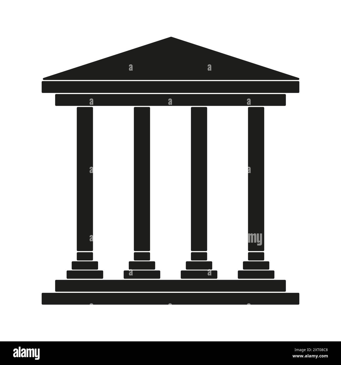 Classical building icon. Solid black Greek or Roman temple with columns ...