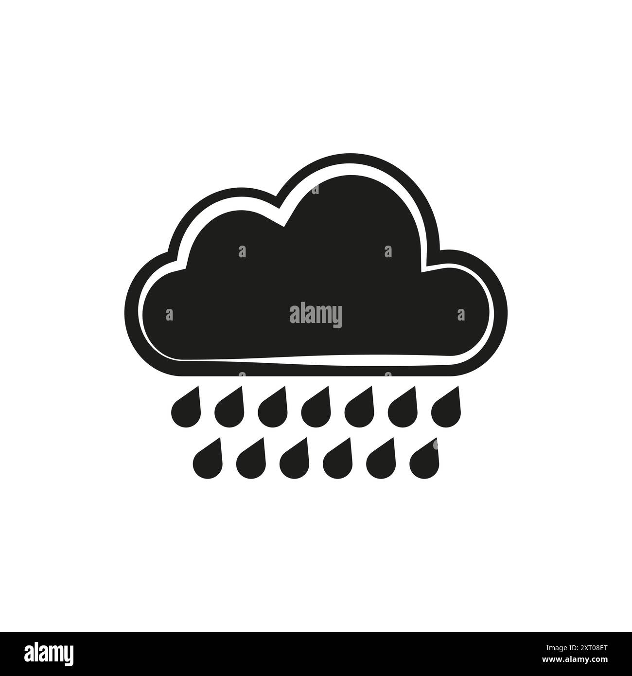 Rain cloud icon. Black and white. Simple weather symbol. Vector graphic ...