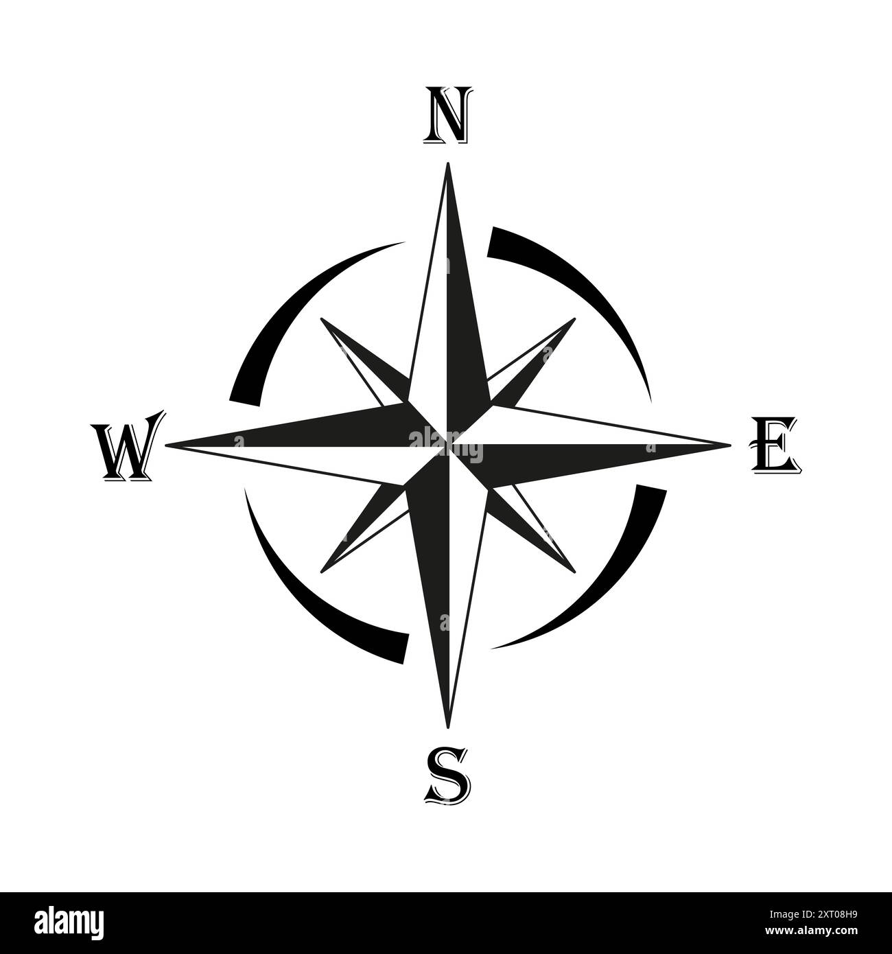 Compass Rose Vector Black And White Symbol Directional Navigation