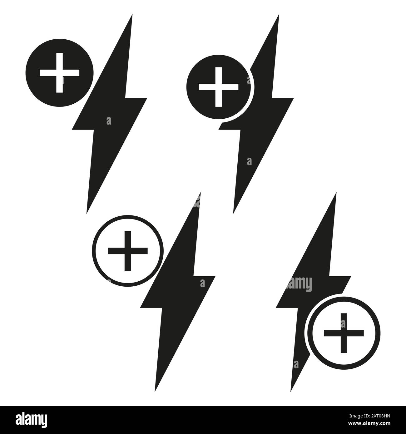 Electricity positive sign. Lightning bolt icon. Energy power symbol ...