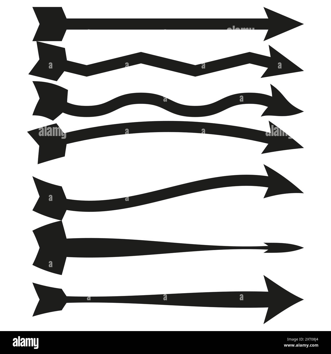Set of hand drawn arrows. Collection of various arrow designs with ...