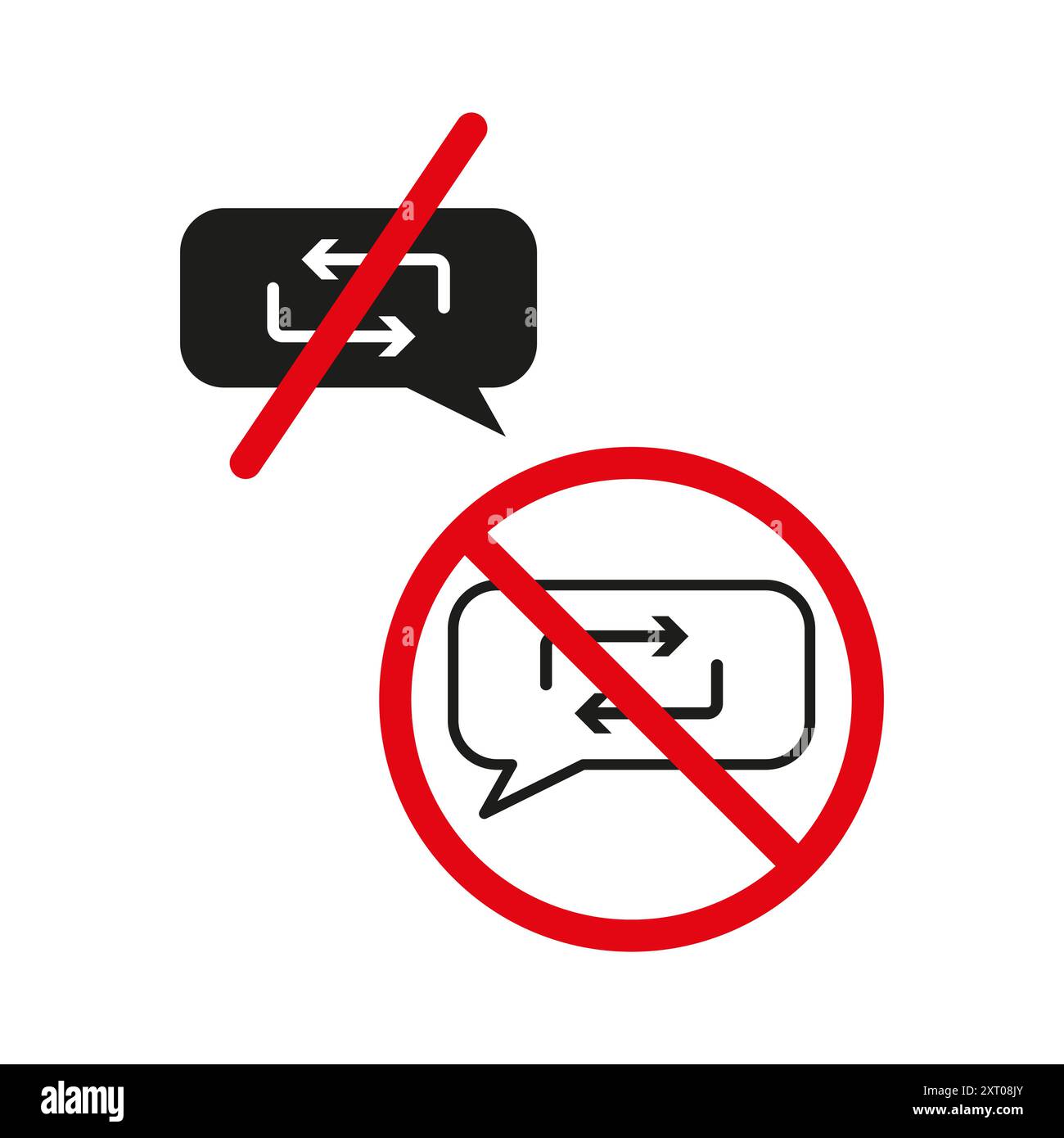 No chat icon. Prohibited exchange symbol. Red forbidden sign. Vector ...