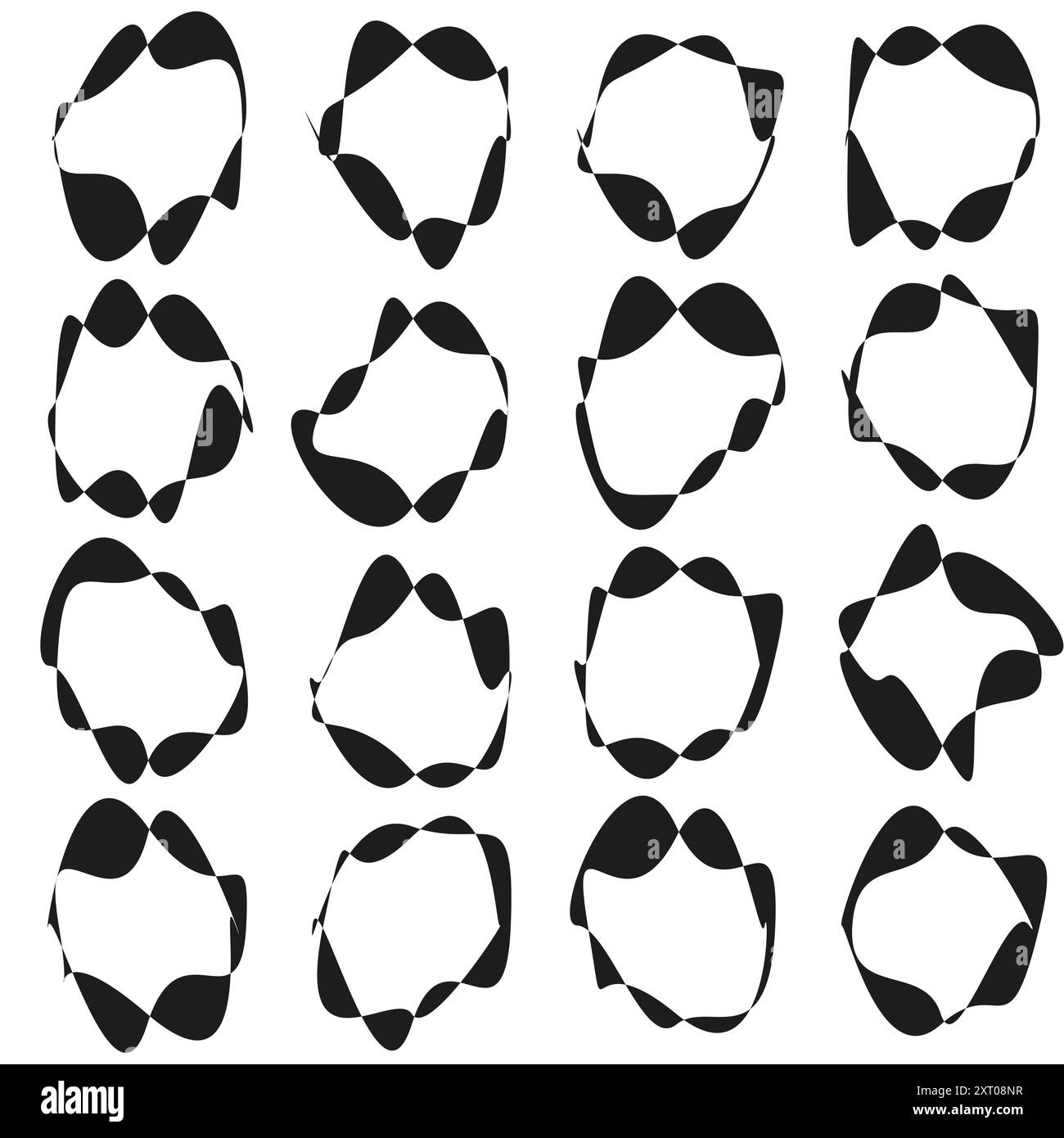 Abstract wavy frames. Black irregular shapes. Dynamic outlines. Vector ...