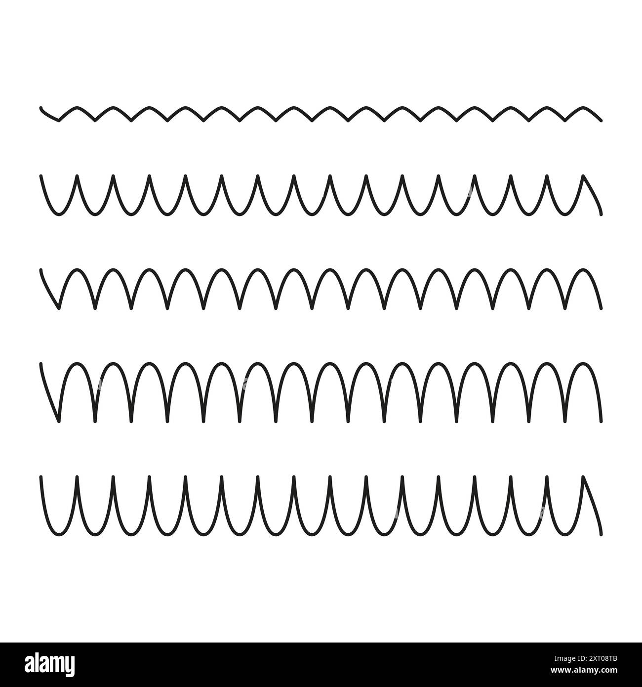 Wavy line patterns. Black hand-drawn waves. Simple decorative elements ...