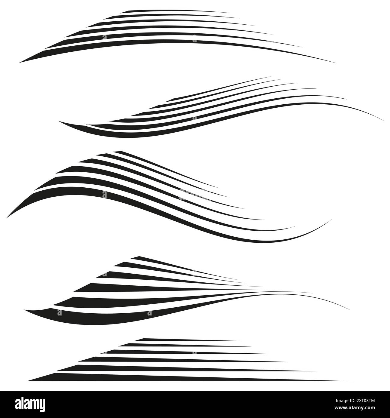 Curved speed lines. Dynamic vector stripes. Black and white design ...