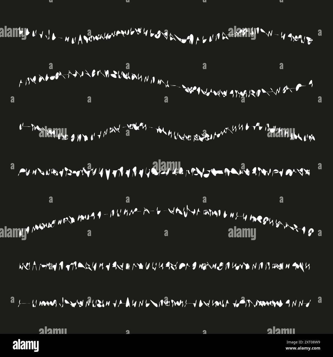 Abstract leaf borders. Hand drawn design. Wavy lines on black. Vector ...