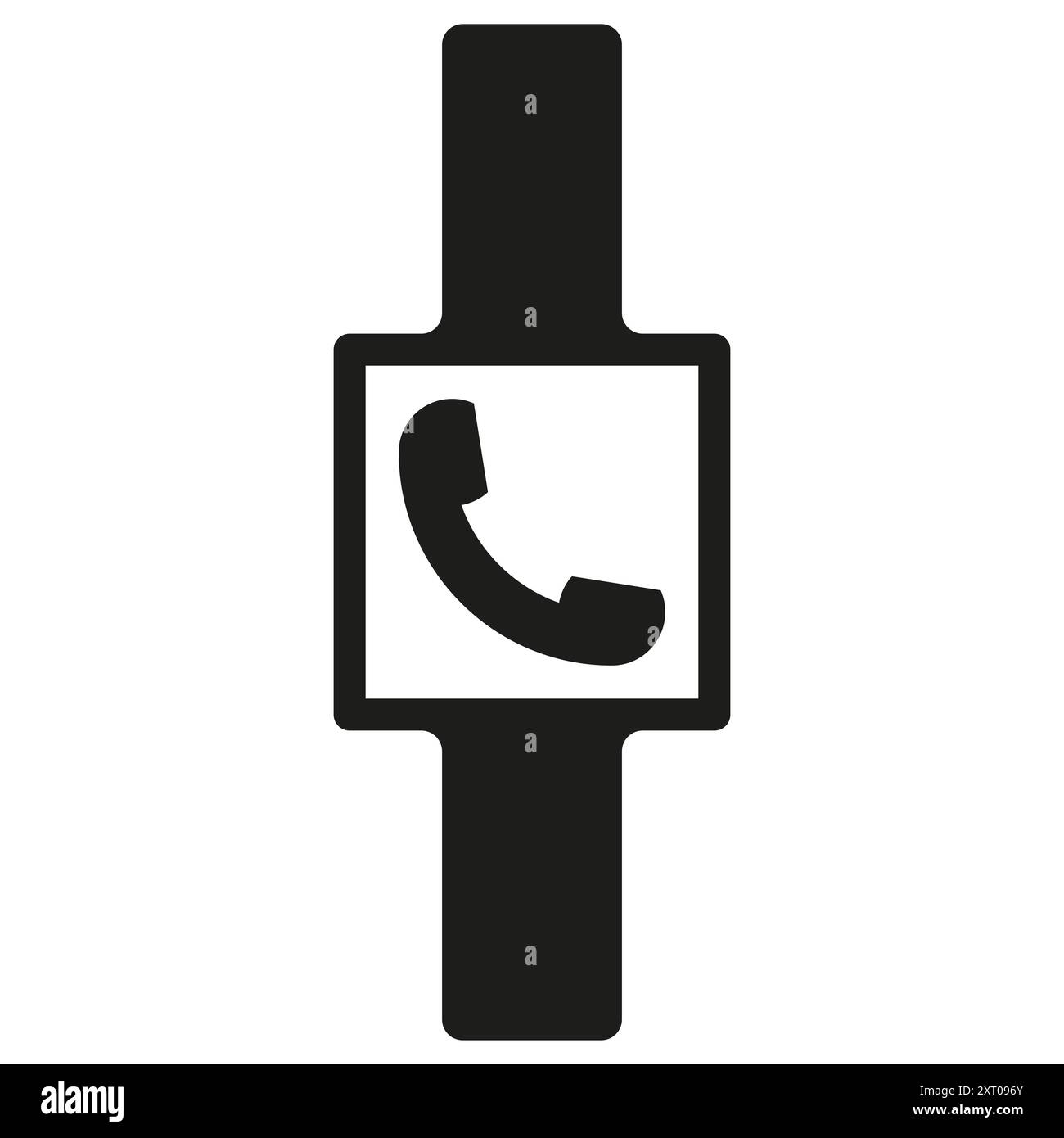 Smartwatch phone icon. Black and white design. Communication technology ...
