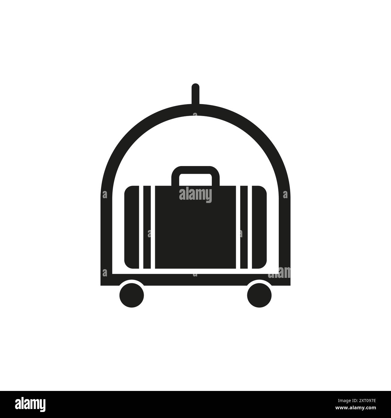 Luggage cart icon. Black silhouette design. Minimalist travel symbol ...