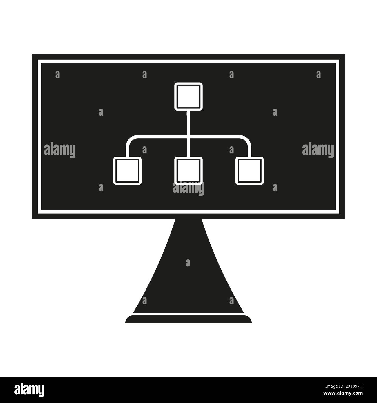 Computer network icon. Monitor with flowchart. Connectivity symbol ...