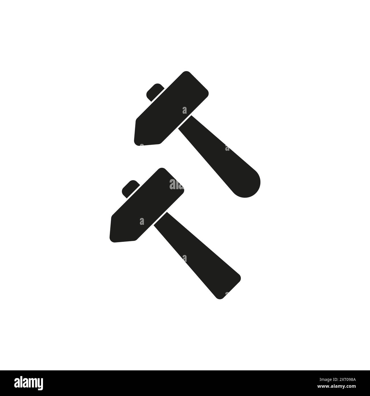 Crossed hammers icon. Simple black silhouette. Construction and tools symbol. Vector ...