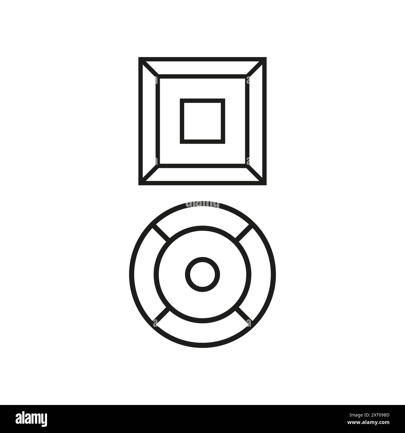 Geometric shapes icons. Square and circle designs. Minimalist black ...