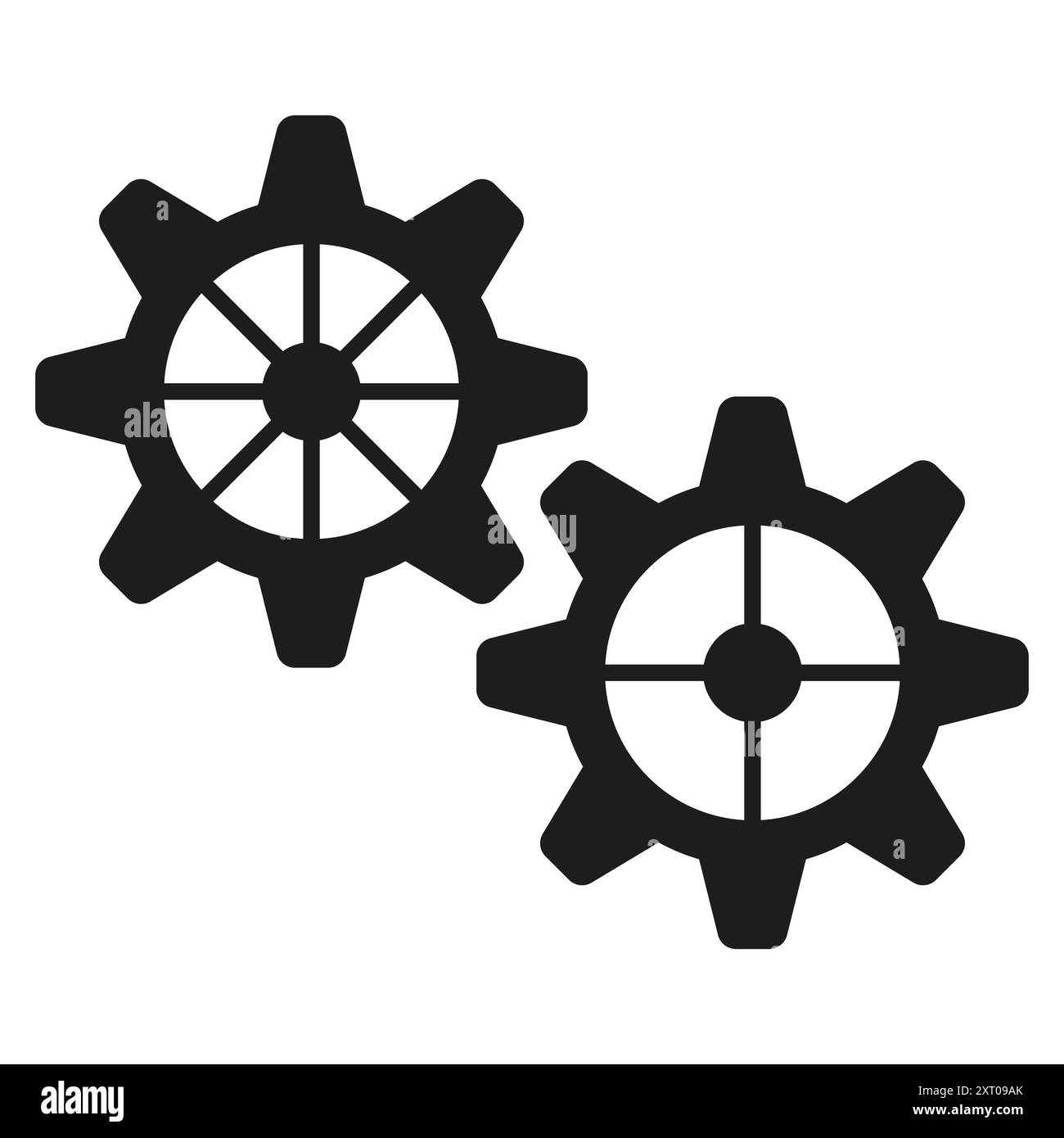 Black gear icons. Industrial machinery symbols. Mechanical vector ...
