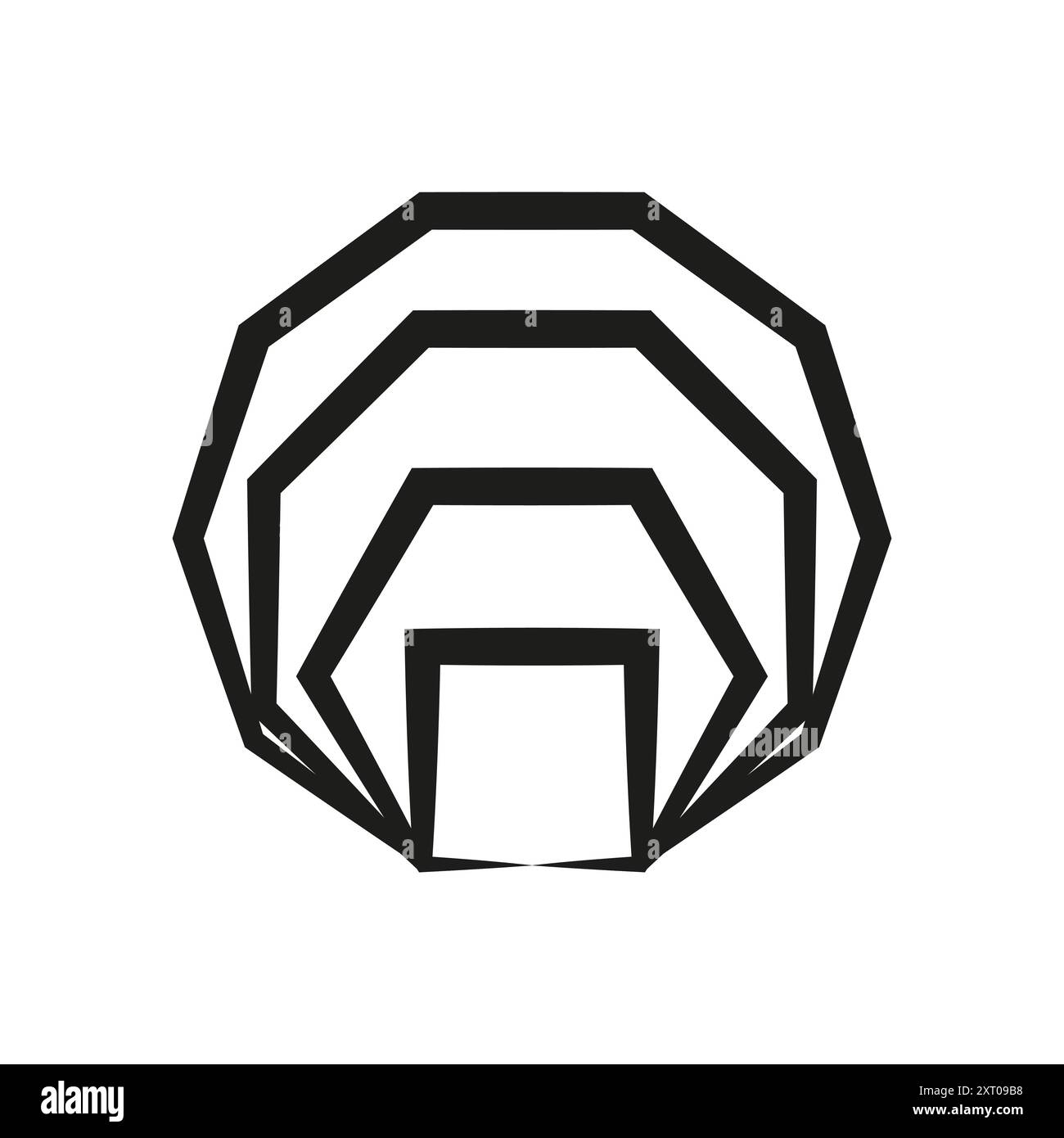 Geometric Dome Icon Polygonal Structure Design Abstract Black And White Vector Illustration